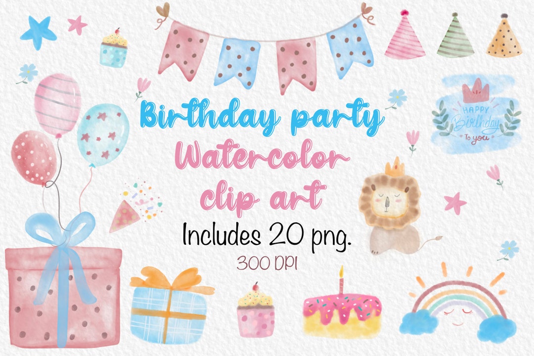 Watercolor Birthday Clip Art,watercolor Birthday Party Clip Art ...