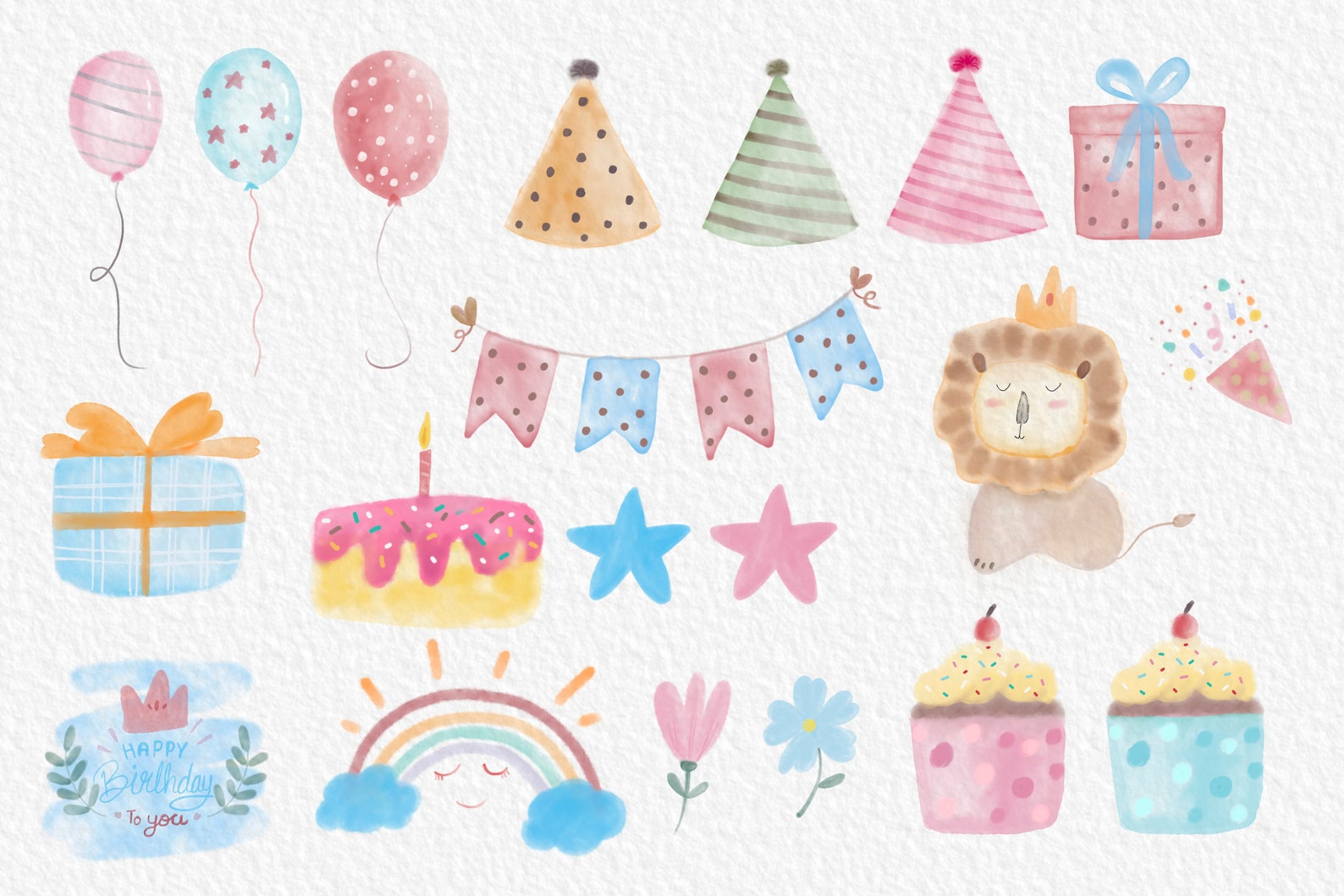 Watercolor Birthday Clip Artwatercolor Birthday Party Clip | Etsy