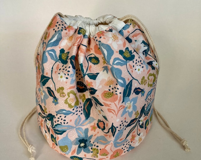 Small Round Bottom Drawstring Bag, Drawstring Bag, Project Bag ...