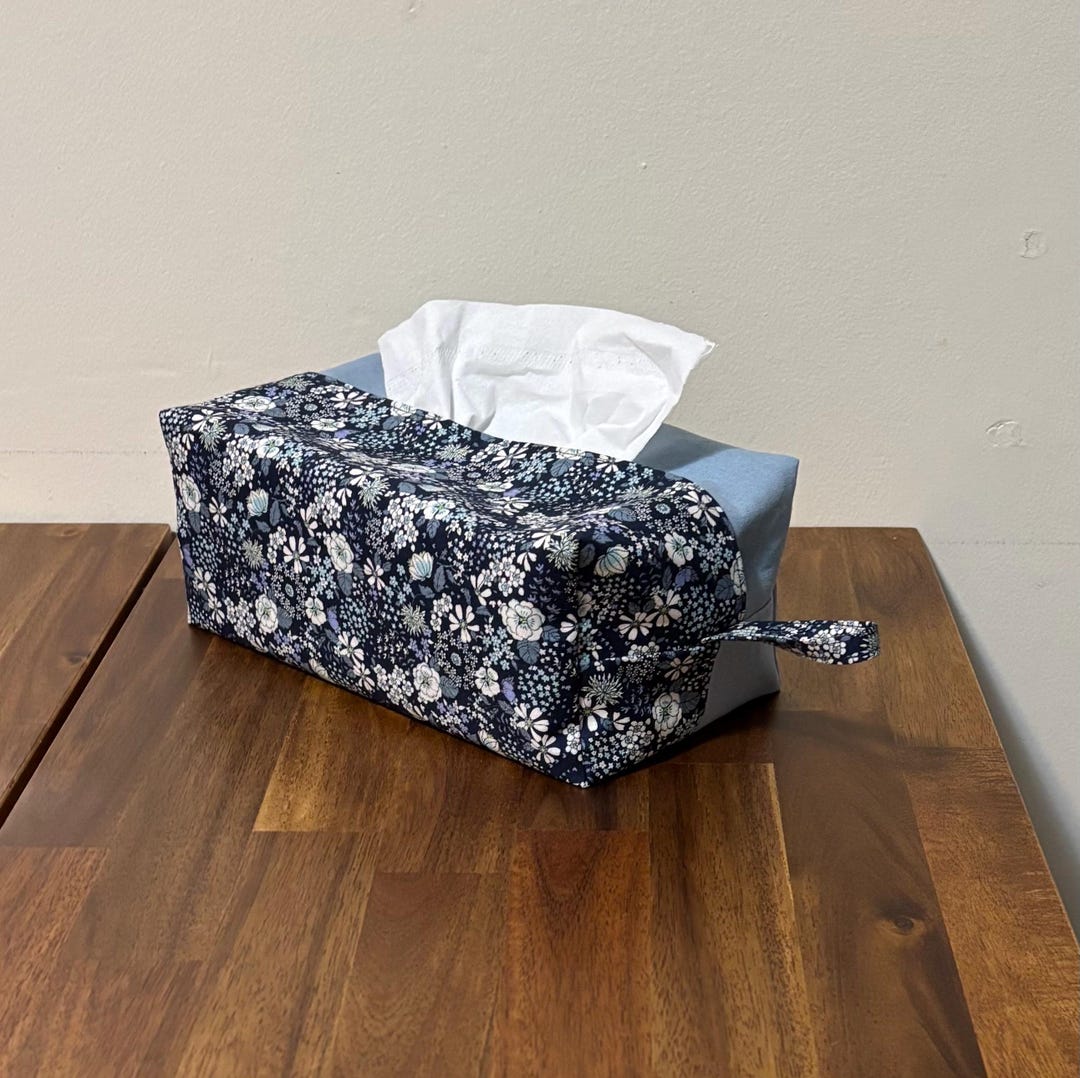 Floral Cotton Tissue Box Cover - Handmade Rectangular Holder - Etsy