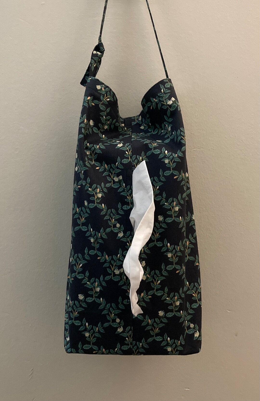 Hanging Cotton Tissue Box Cover: Floral Print, Adjustable Strap - Etsy