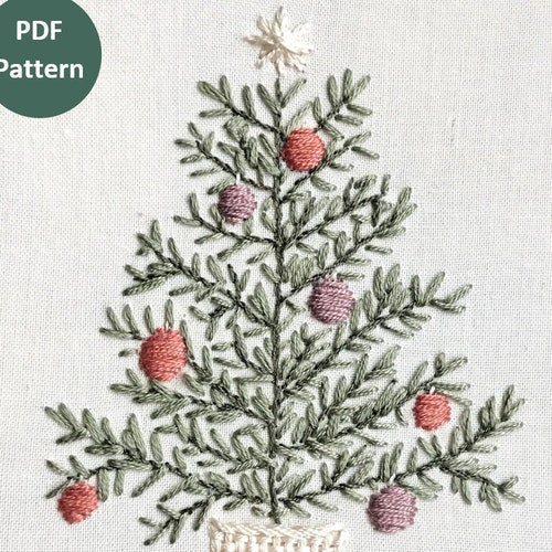Christmas Tree Hand Embroidery Pattern Beginner Christmas - Etsy