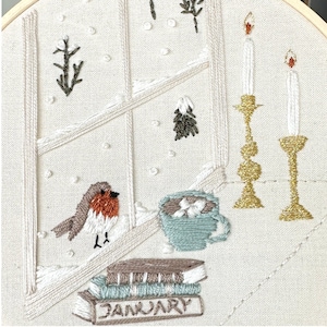Embroidery Pattern Cozy January PDF Winter Embroidery Design Calendar ...