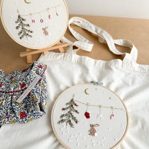Christmas Embroidery Pattern Whimsical Noel Bunny and Christmas Tree ...