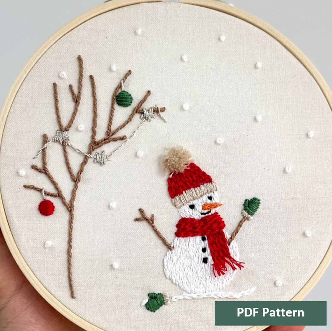 Snowman Embroidery Pattern PDF With Step by Step Instructions, Cozy ...