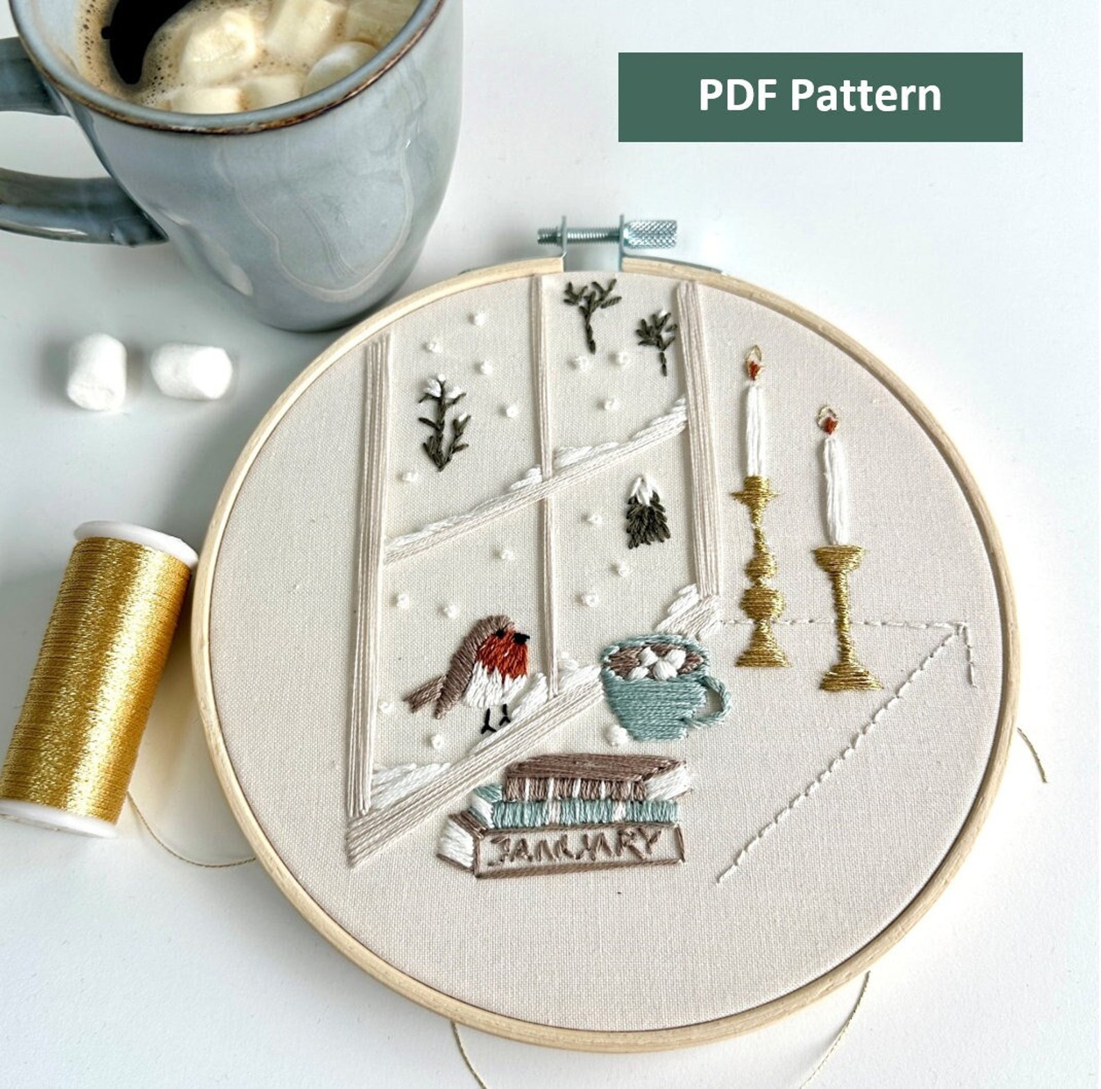 Cozy Winter Embroidery Pattern PDF Step by Step Embroidery Pattern With ...