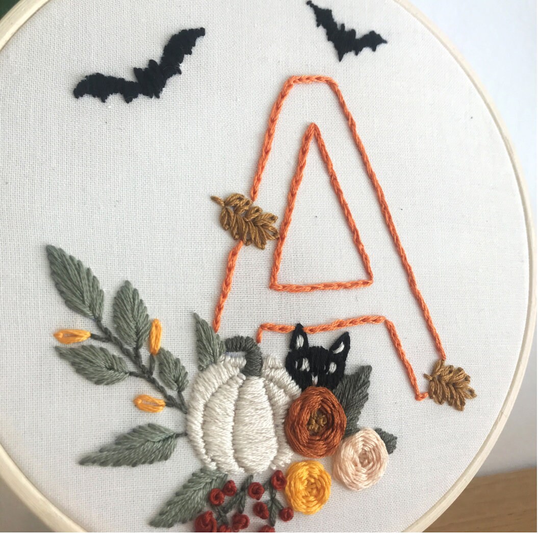 Autumn Monogram Letters Embroidery Pattern Step by Step - Etsy