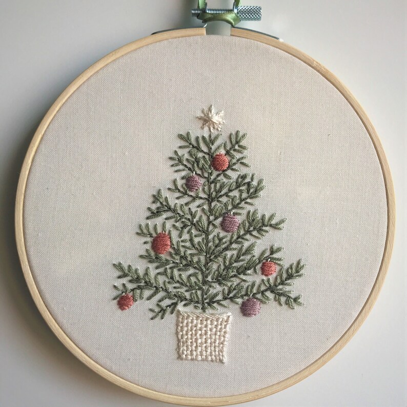 Christmas Tree Hand Embroidery Pattern Beginner Christmas - Etsy