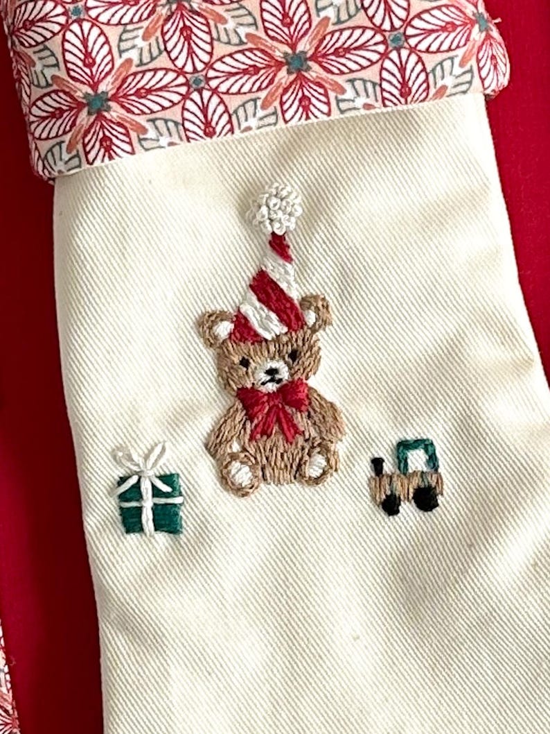 Christmas Embroidery Pattern Teddy Bear Beginner PDF Embroidery Design ...