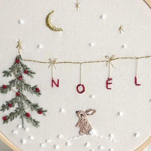 Christmas Embroidery Pattern Whimsical Noel Bunny and Christmas Tree ...
