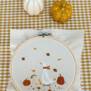 Goose Embroidery Pattern PDF Silly Goose in Pumpkin Patch Beginner Hand ...
