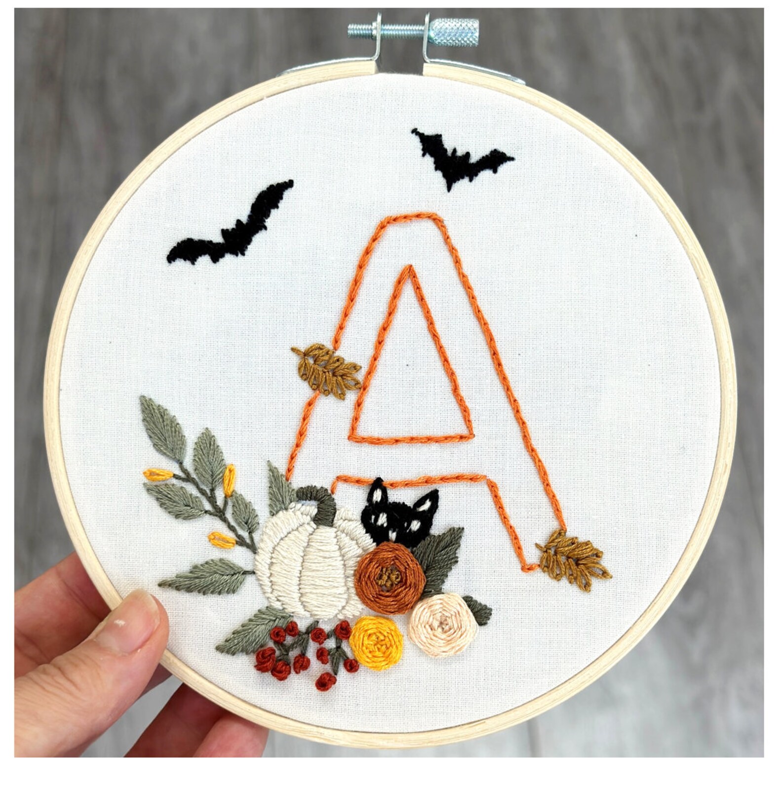Autumn Monogram Letters Embroidery Pattern Step by Step - Etsy