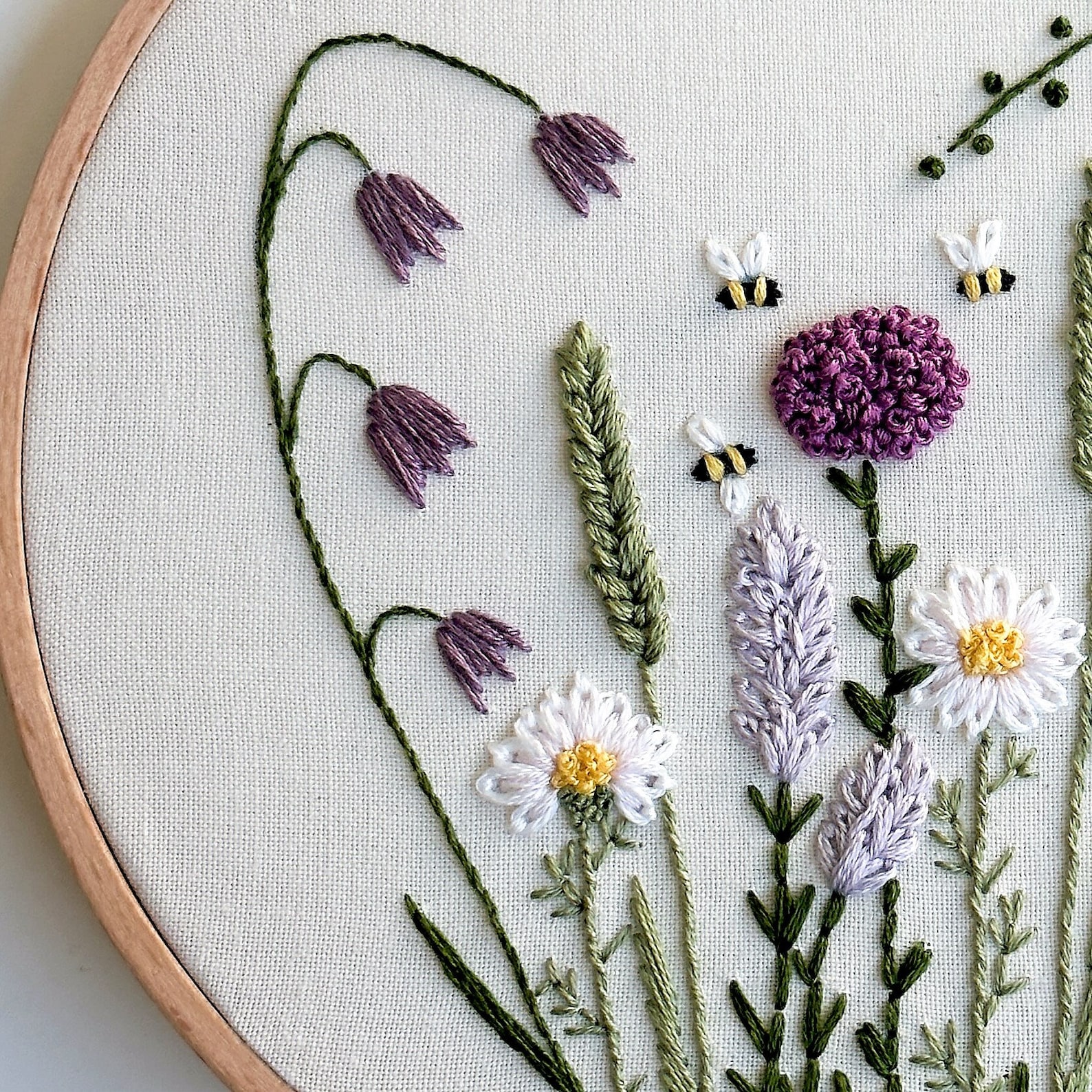 Wildflowers Meadow Embroidery Pattern, Flowers and Herbs Heart Hand ...