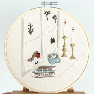 Embroidery Pattern Cozy January PDF Winter Embroidery Design Calendar ...