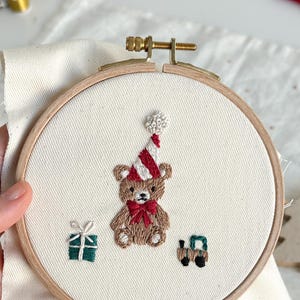 Christmas Embroidery Pattern Teddy Bear Beginner PDF Embroidery Design ...