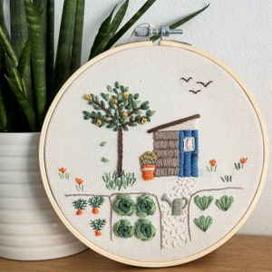Vegetable Garden Embroidery Pattern, Summer Garden Hand Embroidery Step ...