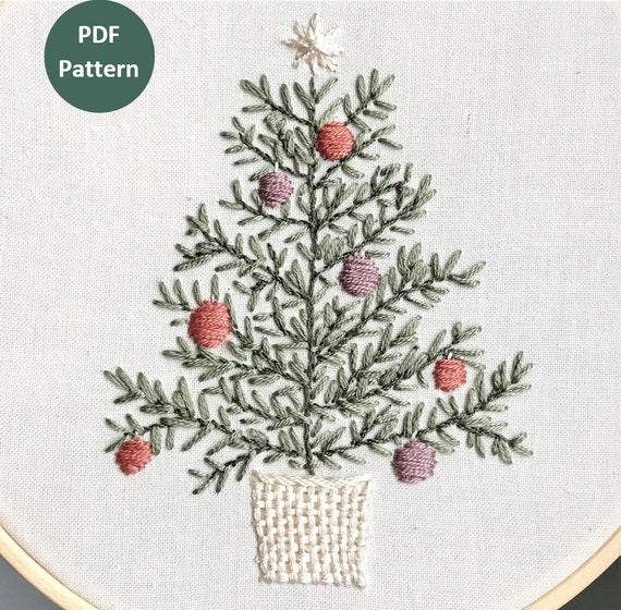 Christmas Tree Hand Embroidery Pattern Beginner Christmas - Etsy UK