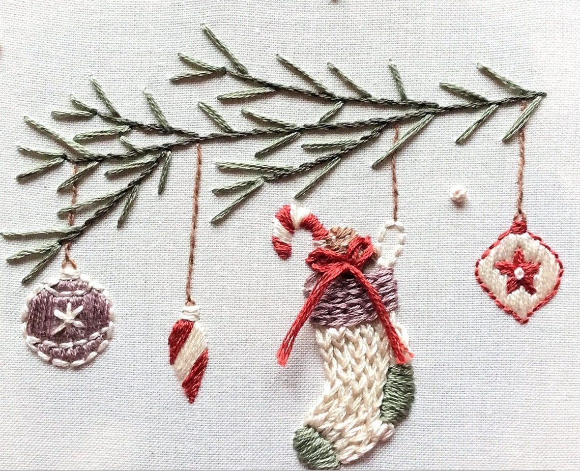 Christmas Stocking Ornament Hand Embroidery Pattern Beginner - Etsy