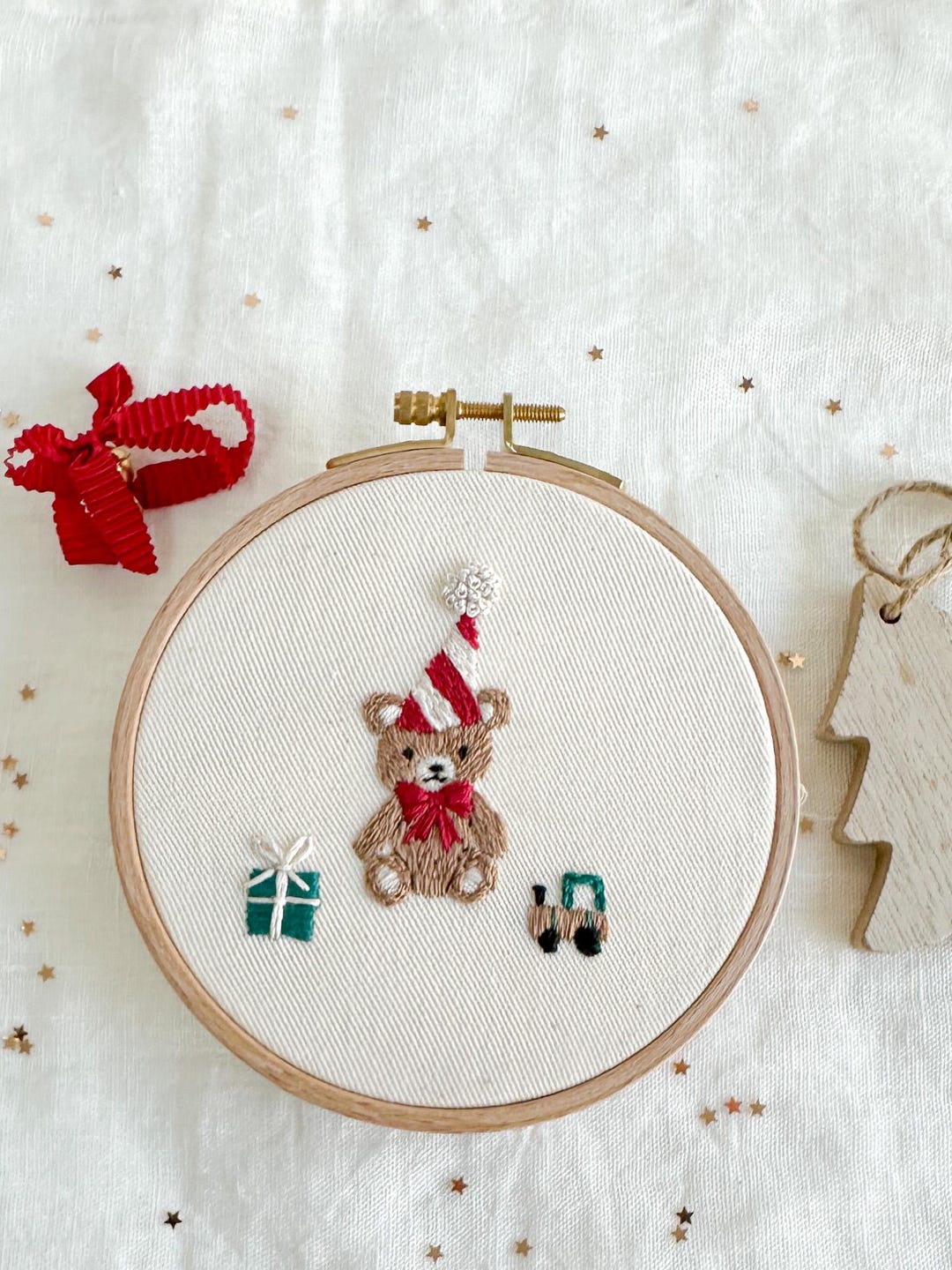 Christmas Embroidery Pattern Teddy Bear Beginner PDF Embroidery Design ...