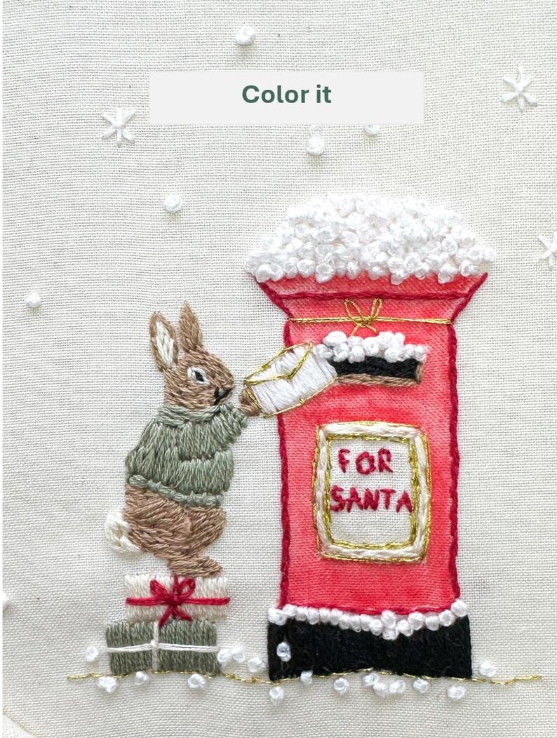 Christmas Mailbox Embroidery Pattern PDF, Letter for Santa Hand ...