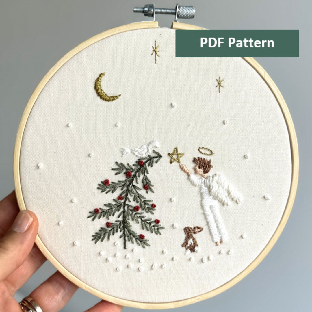 Christmas Tree With a Boy Angel Embroidery Pattern, Christmas Boy Angel ...