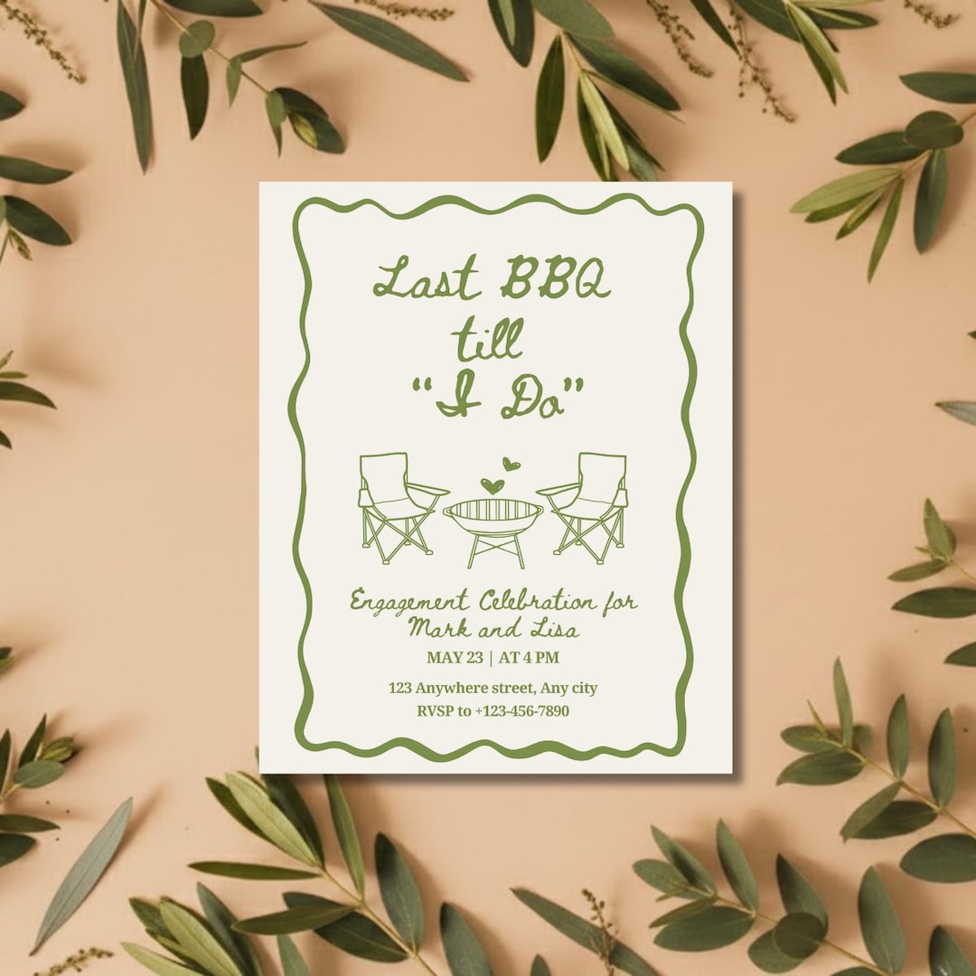 Last BBQ Till I Do Engagement Party Invitation Template | Editable ...
