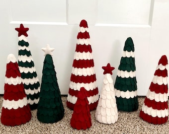 Handmade Felt Ball Christmas Trees: Colorful Wool Holiday Decor - Etsy