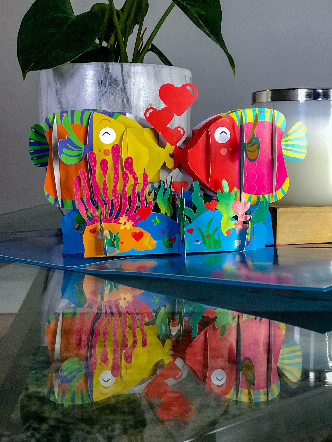Fish Card Pop up Card 3D Under the Sea Birthday Anniversary - Etsy