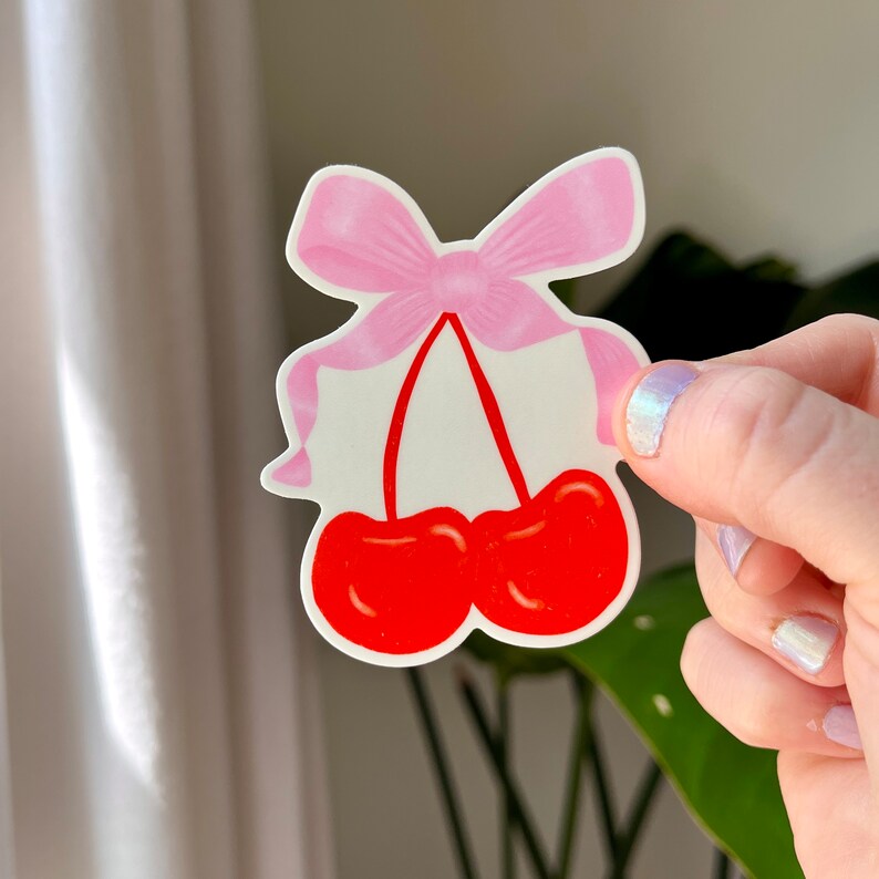 Bow Cherry Sticker - Etsy