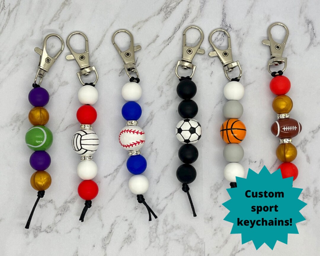 Sport Keychain, Silicone Beaded Lanyard, Team Spirit Gift, Football Mom ...
