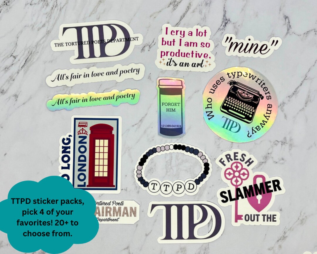 Taylor Swift TTPD Vinyl Decal Sticker Packs, the Tortured Poets ...