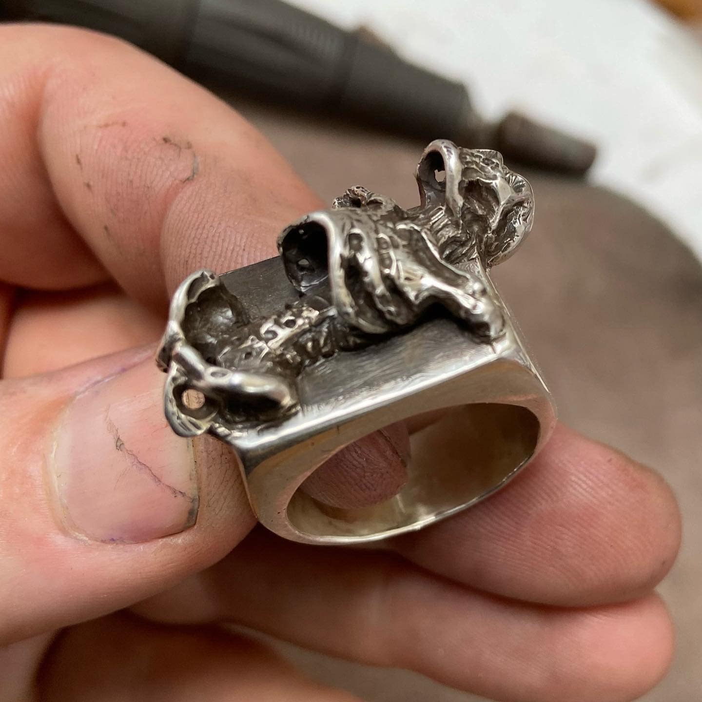 Corpse ring 1. Hand made solid Stirling silver Corpse ring | Etsy