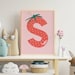 Personalized Initial Strawberry Name Print, Bedroom Printable Kids Wall ...