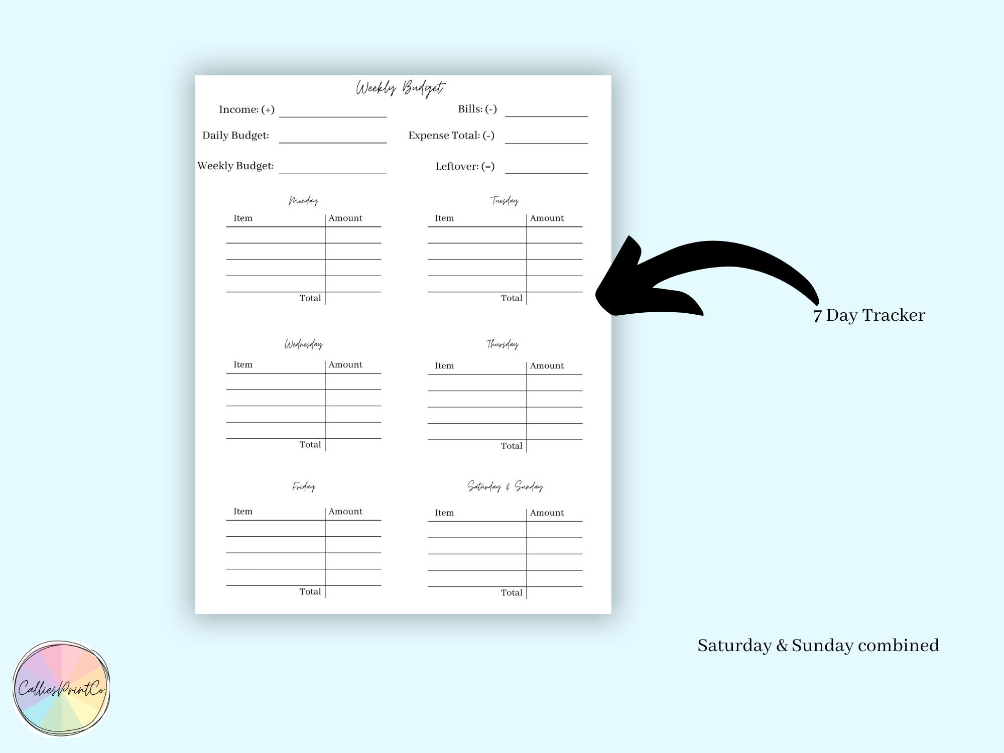 Financial Planner| Weekly Budget Planner| Simple Budget Calendar - Etsy