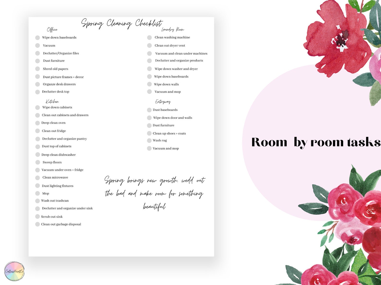 Spring Cleaning Checklist Printable Deep Cleaning Checklist | Etsy