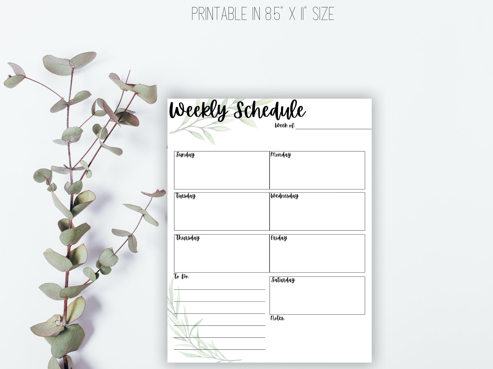 PRINTABLE Weekly Schedule Simple Design Digital Download | Etsy