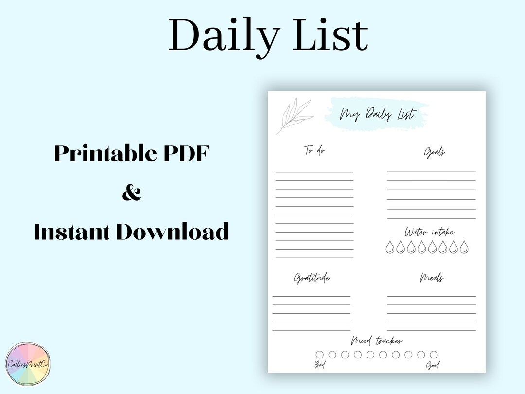 Daily List Printable Simple|printable List|daily List Planner|simple ...