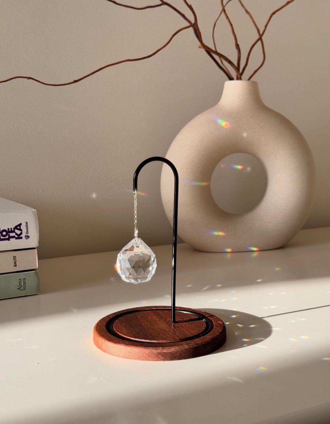 Redwood Tabletop Suncatcher, Crystal Rainbow Maker With Black Stand ...