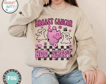 Retro Breast Cancer Awareness Ghost PNG SVG: Halloween Boo Sheet ...