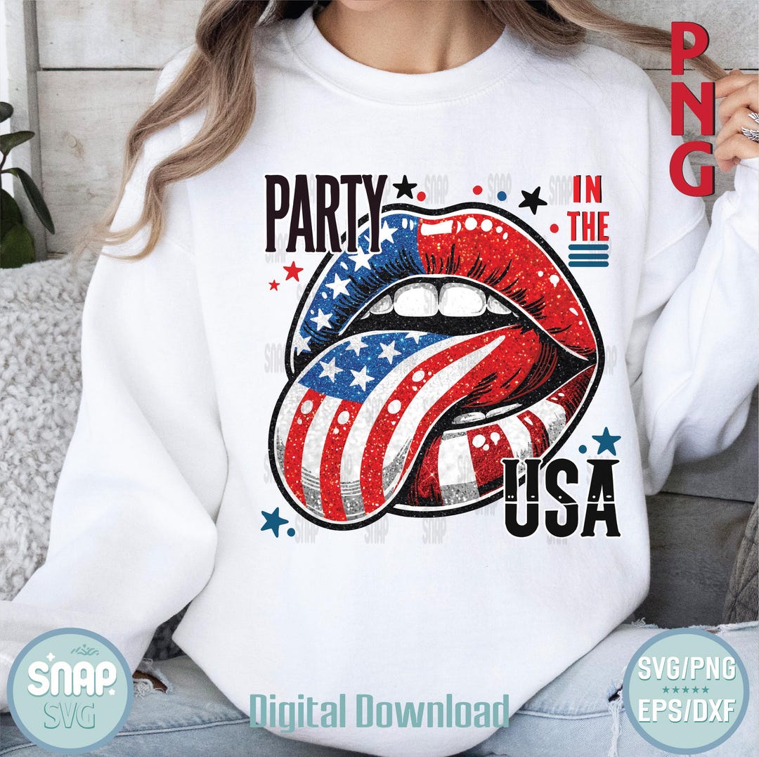 Patriotic Lips Mama Png Sublimation| Glitter Party in the USA Png| 4th ...