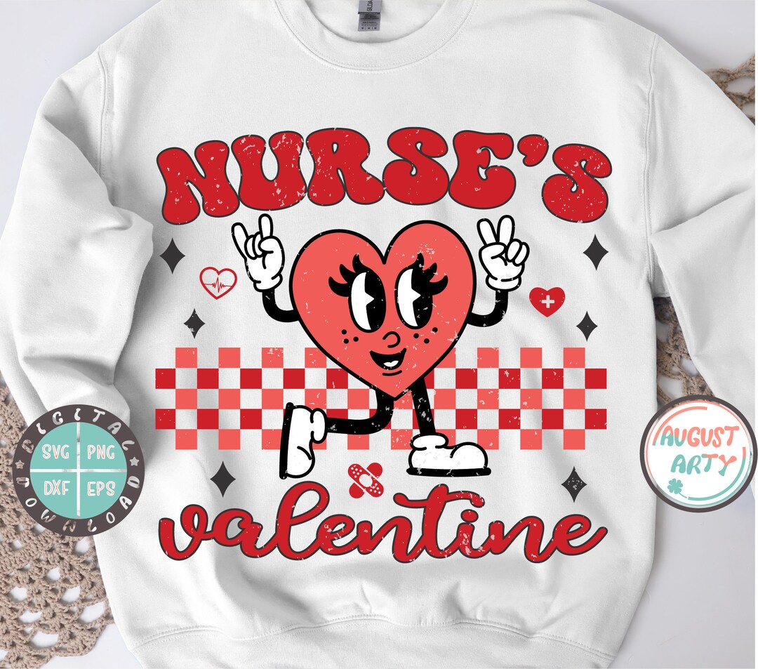 Nurses Valentine Svg,retro Groovy Valentine Svg,valentines Sublimation ...