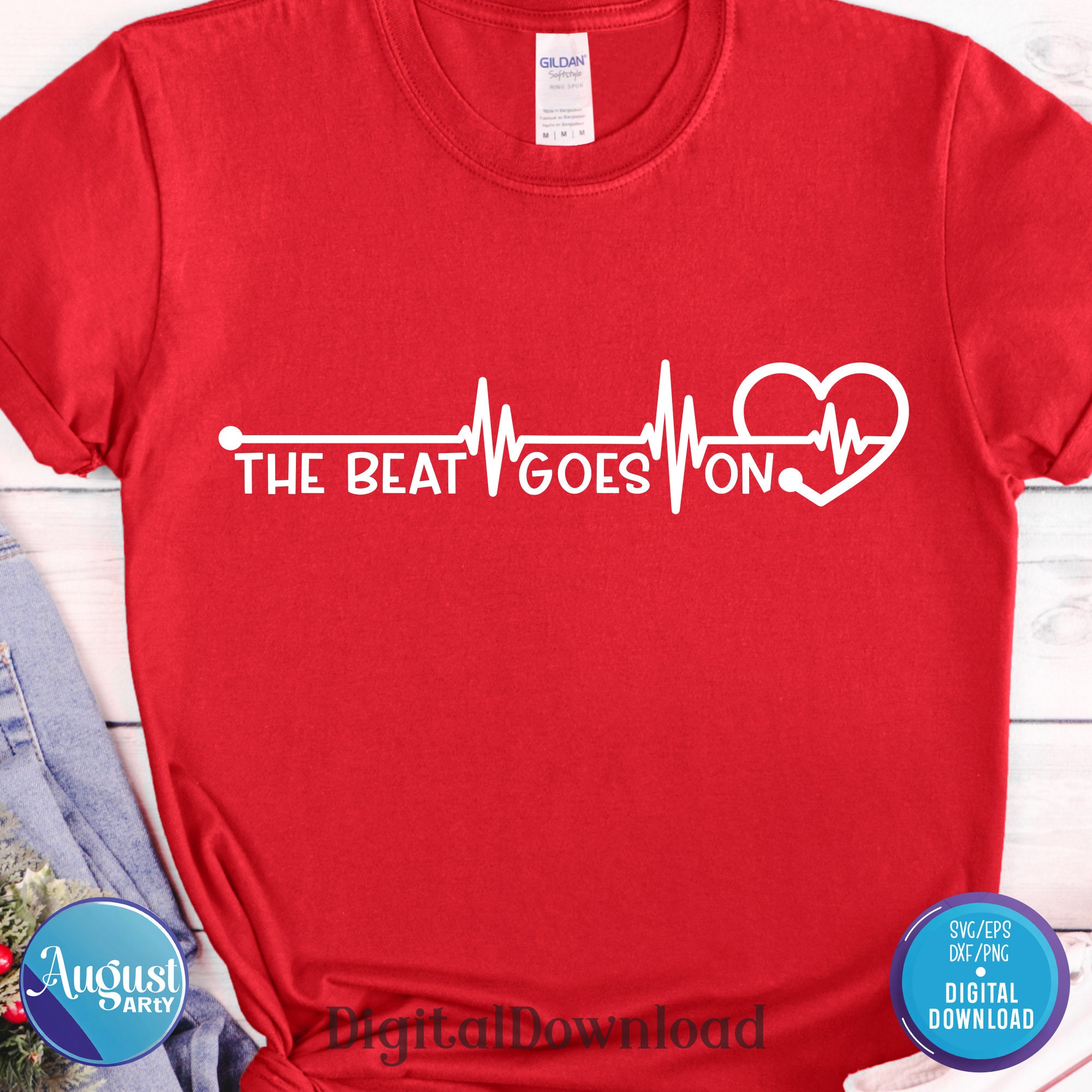 The Beat Goes on Svg,pulse Svg, Heartbeat Svg,go Red for Heart Health ...