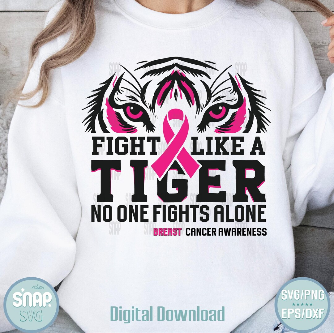 Fight Like a Tiger Breast Cancer Awareness Design: Pink Ribbon SVG PNG ...