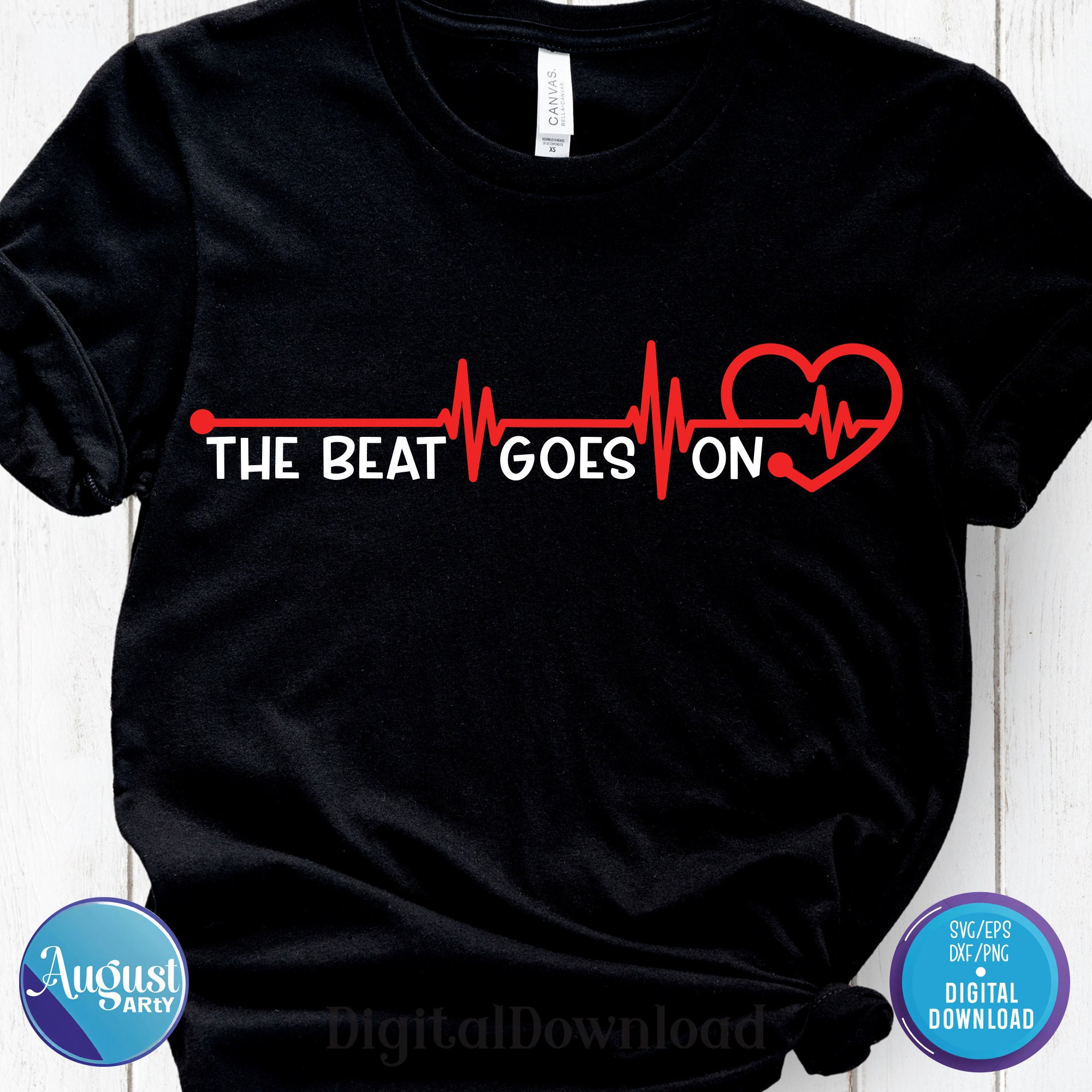 The Beat Goes on Svg,pulse Svg, Heartbeat Svg,go Red for Heart Health ...