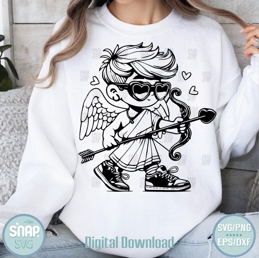 Cool Cupid SVG PNG- Valentines Day Svg- Heart Glasses Cupid Design ...