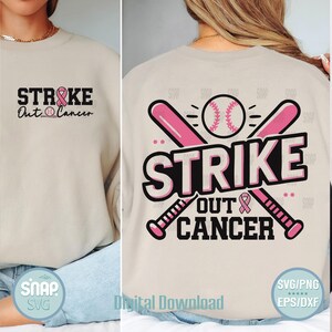 Strike Out Cancer Baseball SVG: Breast Cancer Awareness Ribbon (digital ...