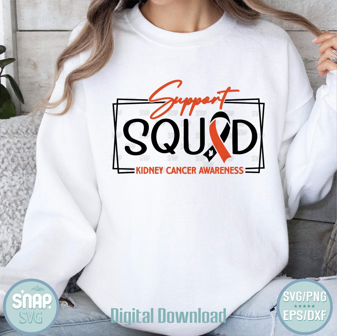Kidney Cancer Awareness SVG: Support Squad Ribbon Design (digital ...