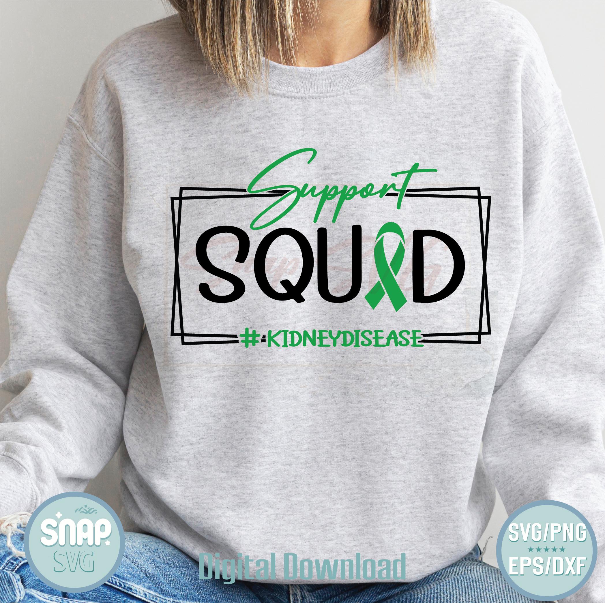 Kidney Disease Support Squad SVG: Green Ribbon Awareness (digital ...
