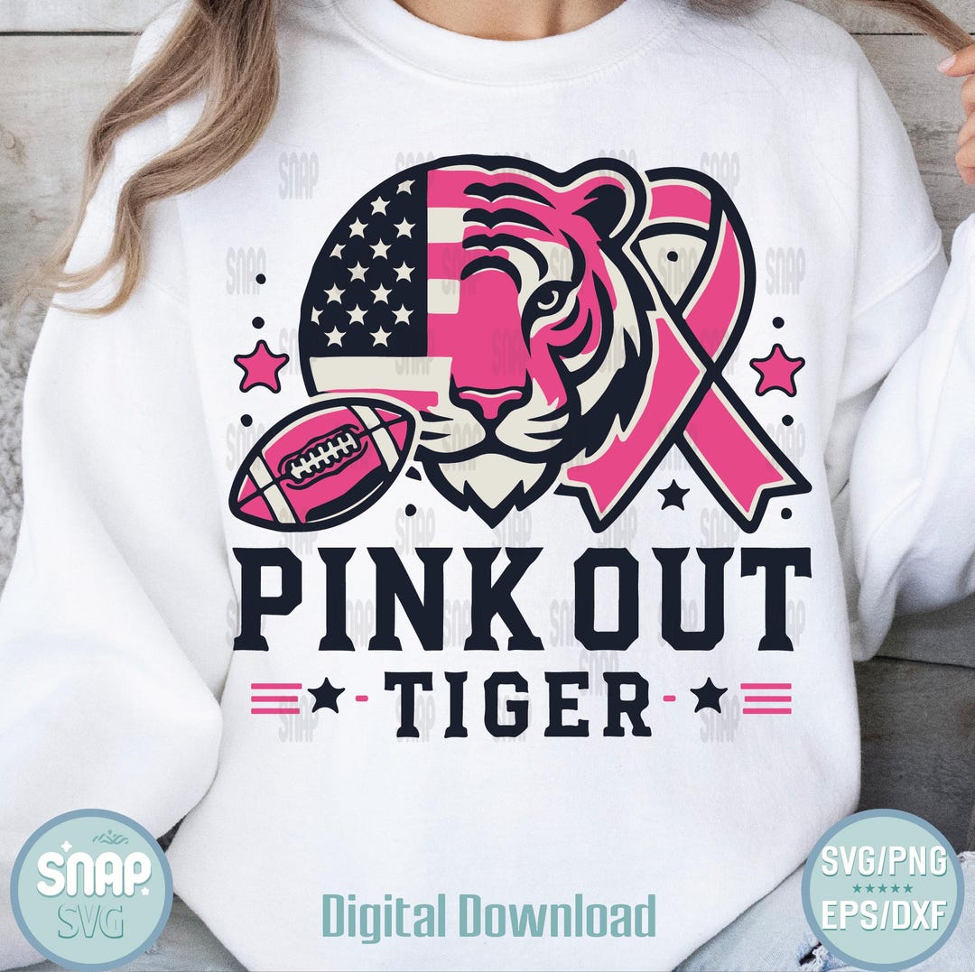 Pink Out Game Day Football Svg,tiger Breast Cancer Awareness Svg ...
