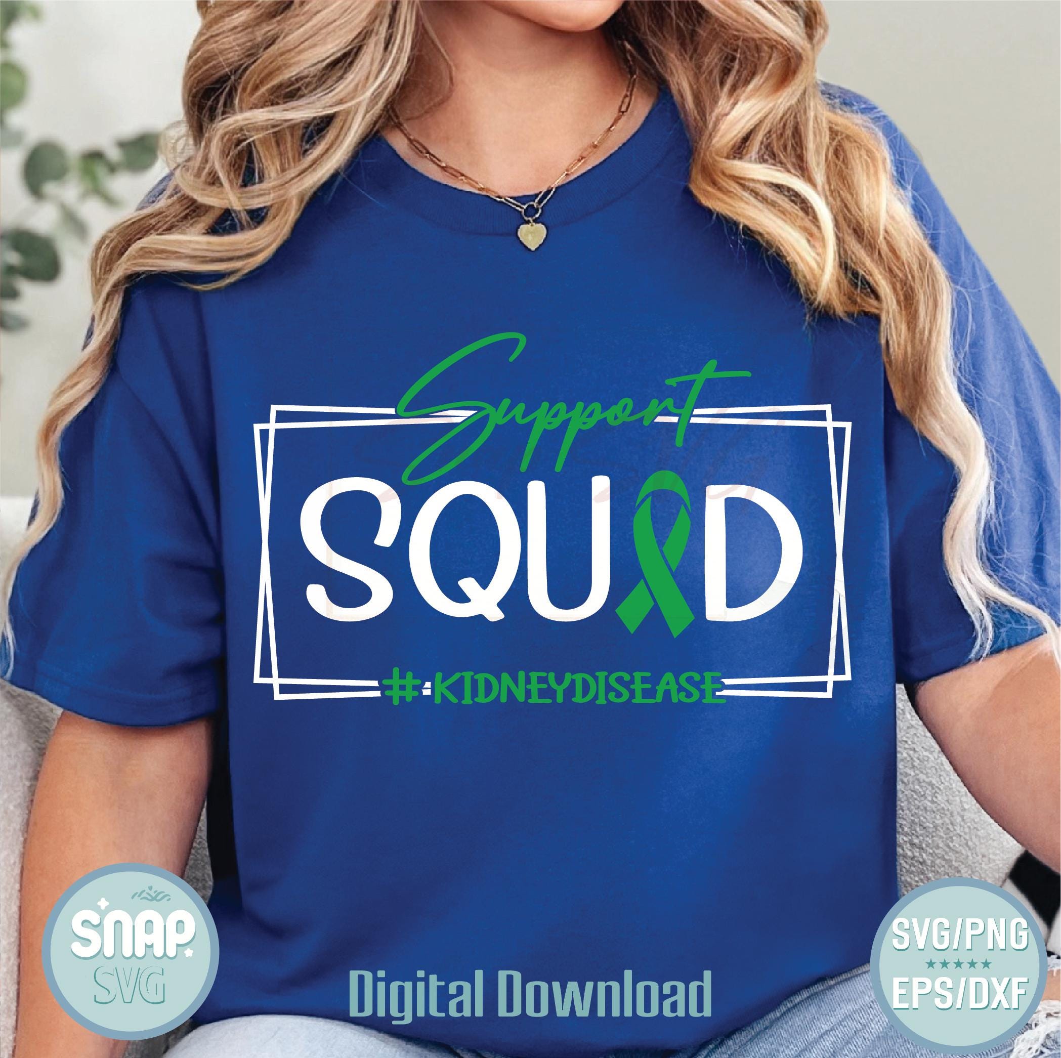Kidney Disease Support Squad SVG: Green Ribbon Awareness (digital ...